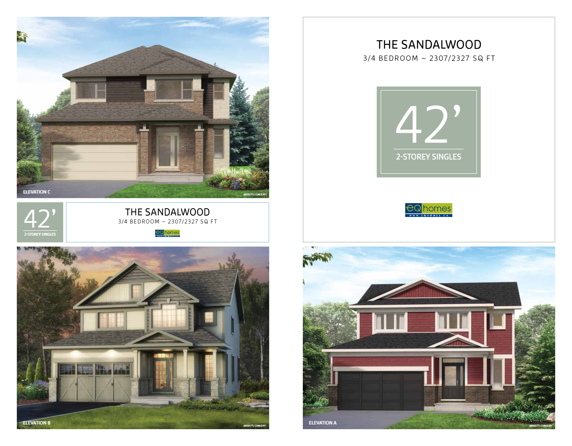 Sandalwood floor plan at Pathways at Findlay Creek (eQ Homes) in Ottawa, ON
