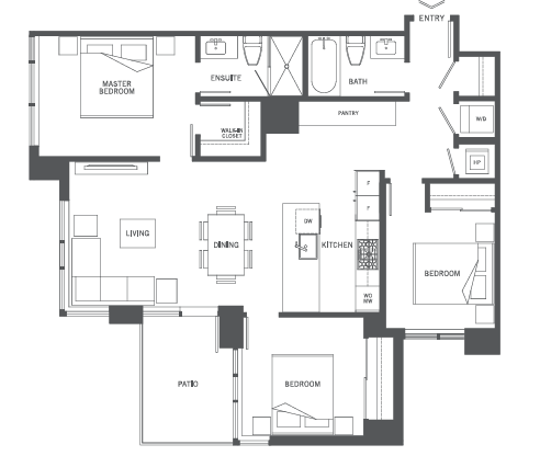 Sun Towers Metrotown - L Floor Plan, Burnaby BC | Livabl