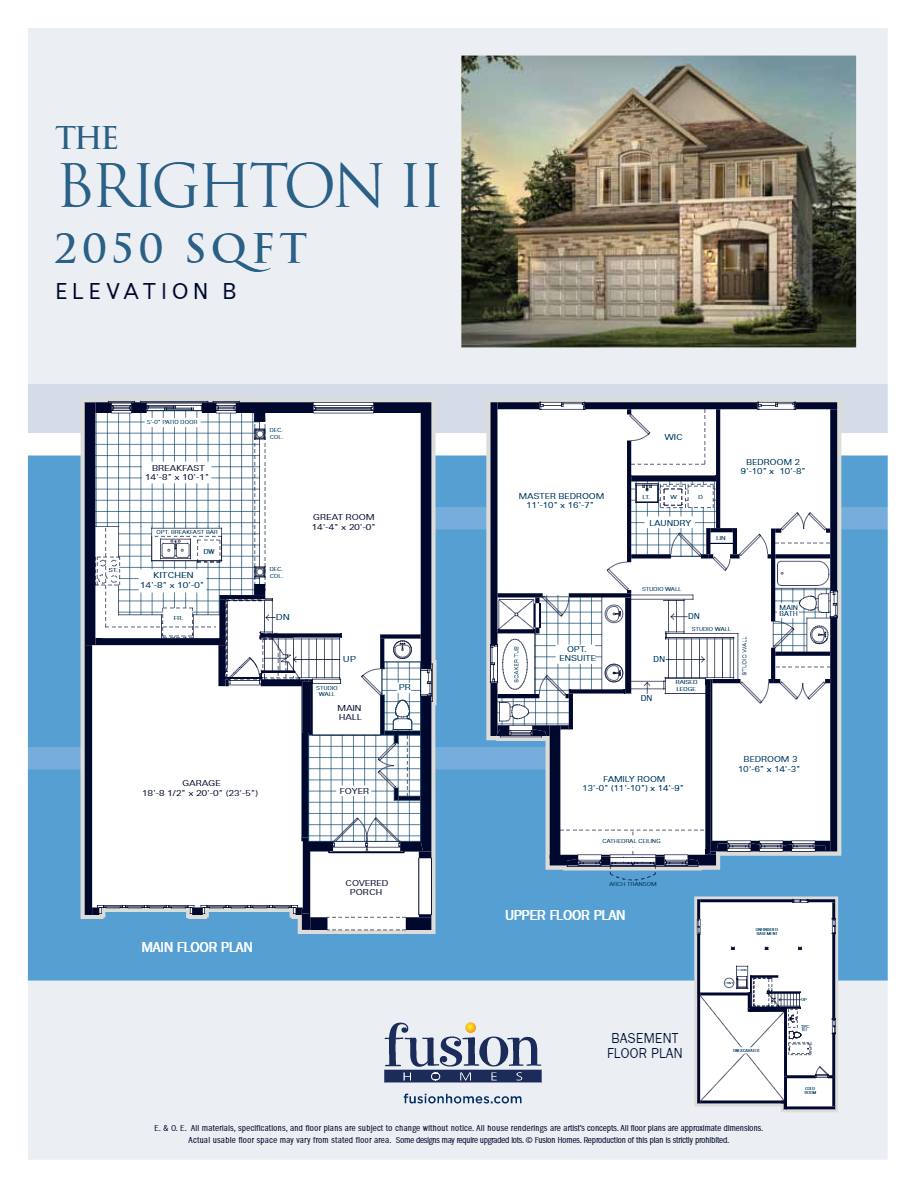 Brighton II B floor plan at Explorers Walk by Fusion Homes in Kitchener, ON