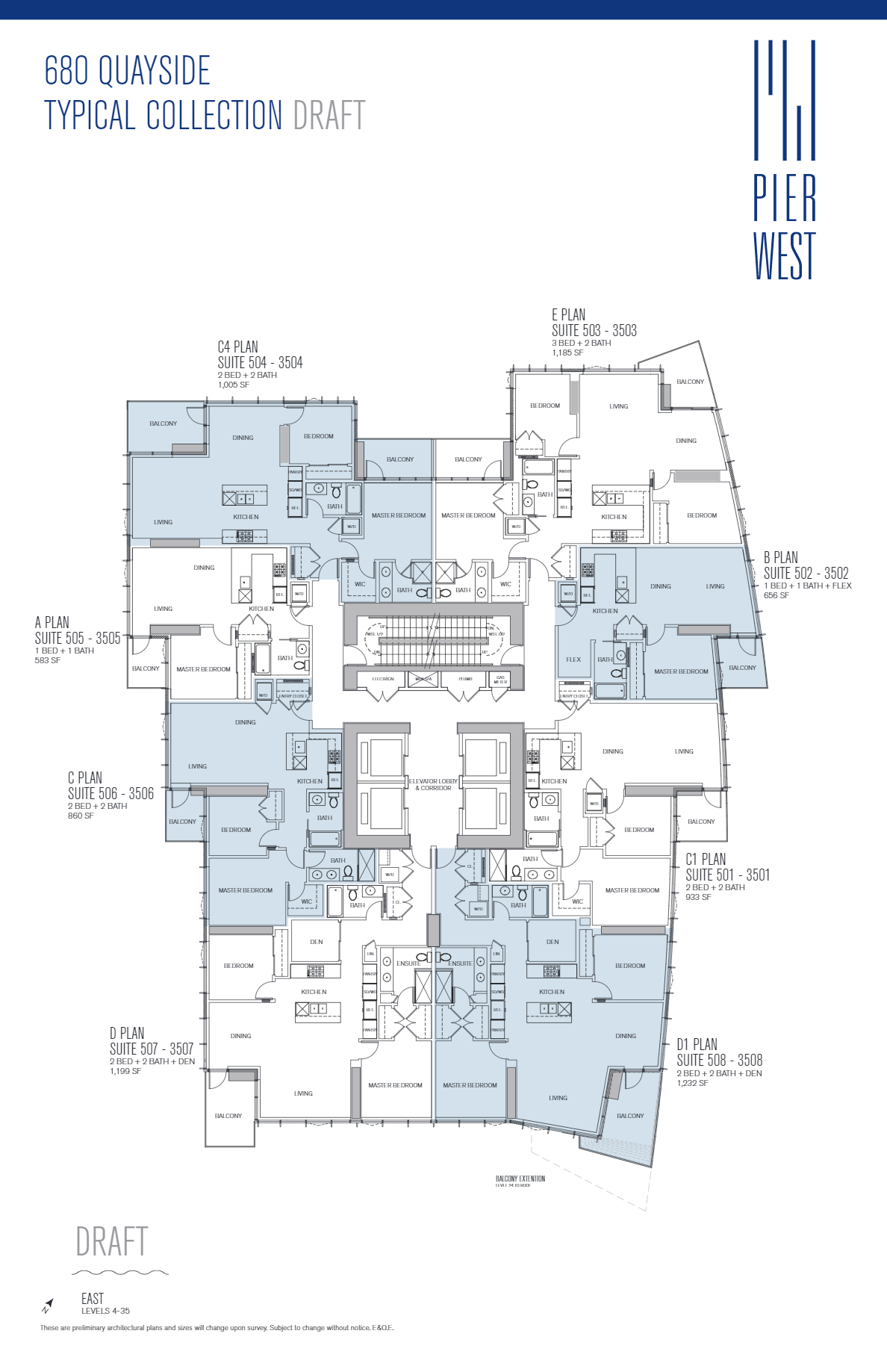 Pier West (West Tower) - E Floor Plan, New Westminster BC | Livabl