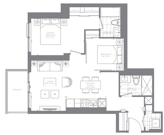 1BD-A floor plan at M2M Condos in Toronto, ON