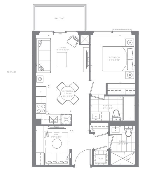 1BD-K floor plan at M2M Condos in Toronto, ON