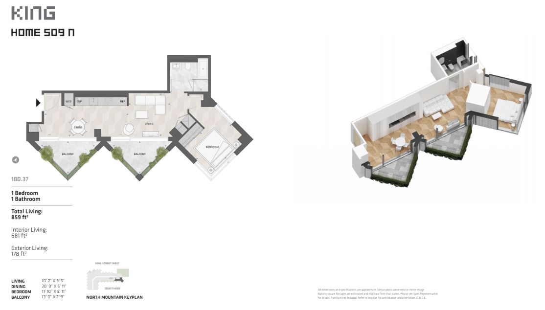 King Toronto | 1BD.37 | Floor Plans and Pricing