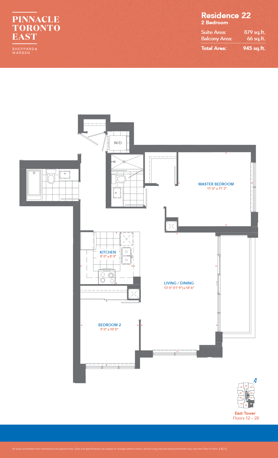 Residence 22 floor plan at Pinnacle Toronto East in Toronto, ON
