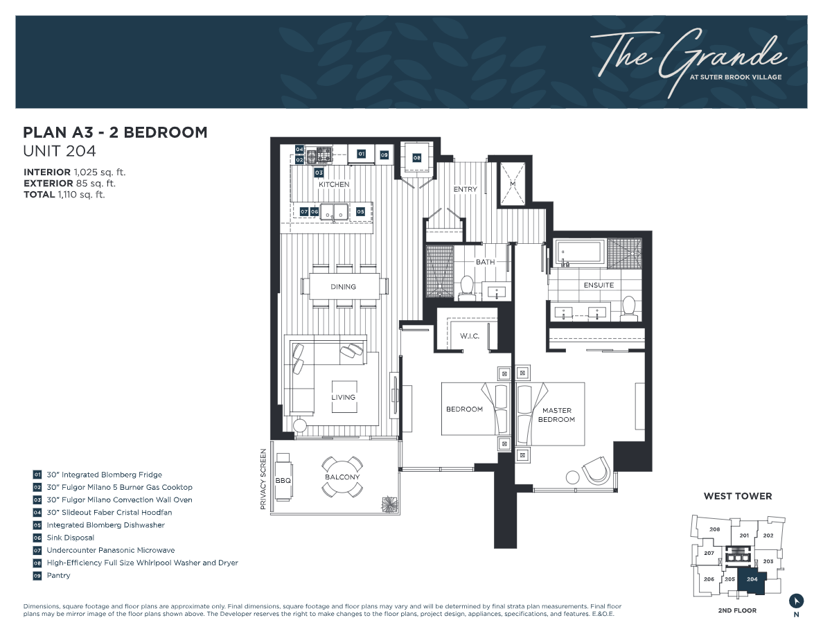 A3 floor plan at The Grande at Suter Brook Village - West Tower in Port ...