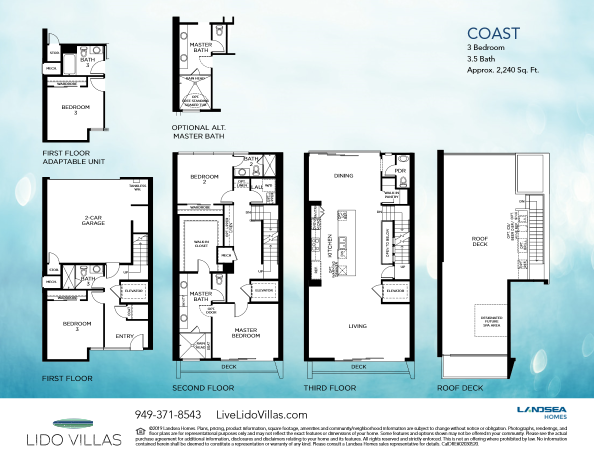 Coast floor plan at Lido Villas in Newport Beach, CA