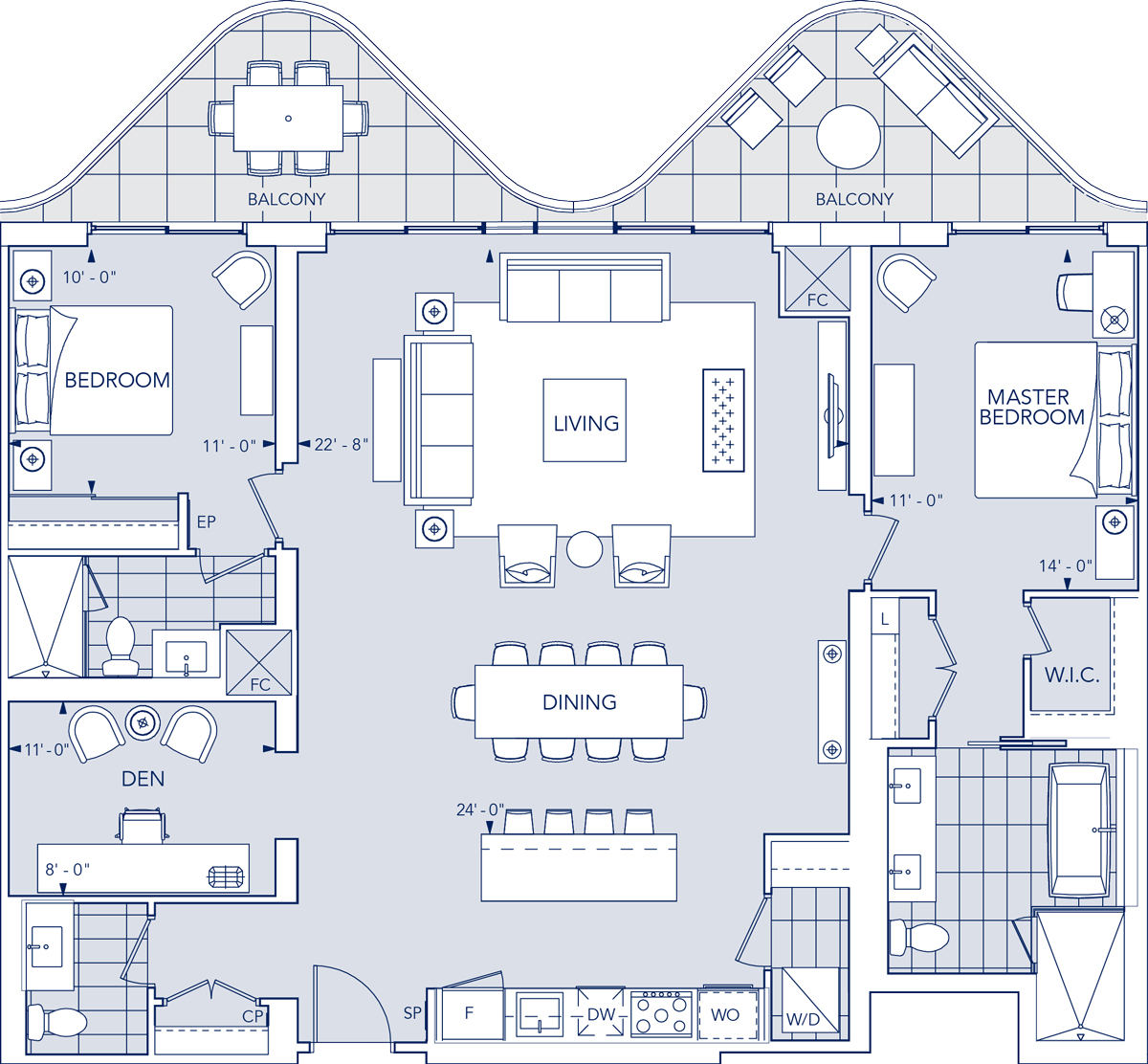 2EE+D floor plan at Aqualuna in Toronto, ON