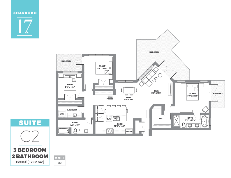 Scarboro17 - 410 Floor Plan, Calgary AB | Livabl