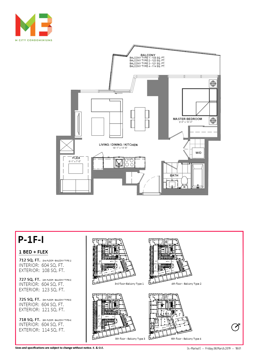M3 Condos - P-1F-I Floor Plan, Mississauga ON | Livabl