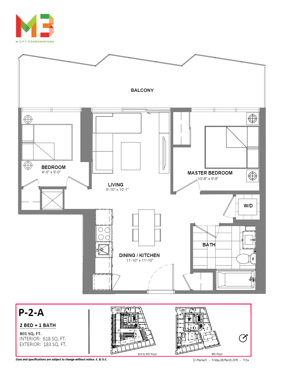 M3 Condos - P-2-A Floor Plan, Mississauga ON | Livabl