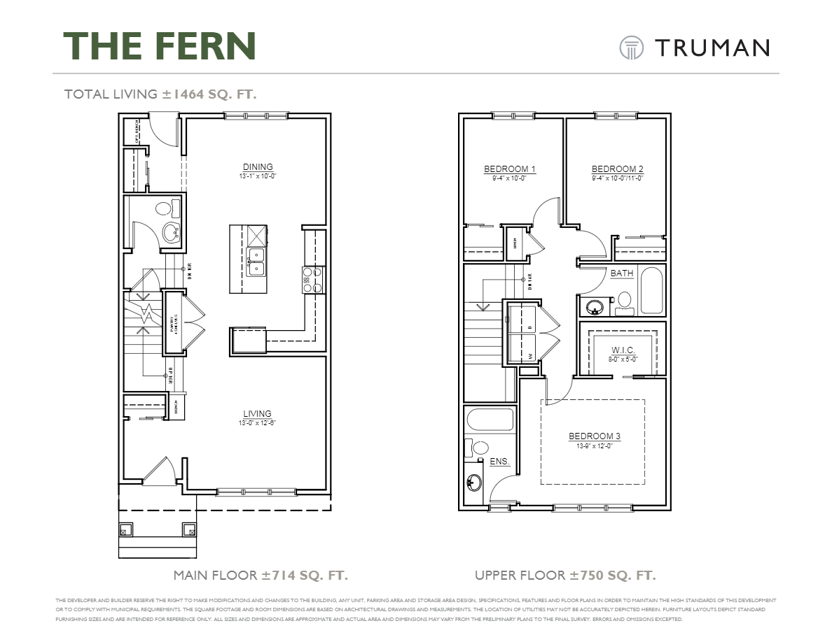 The Fern floor plan at Chelsea in Chestermere, AB