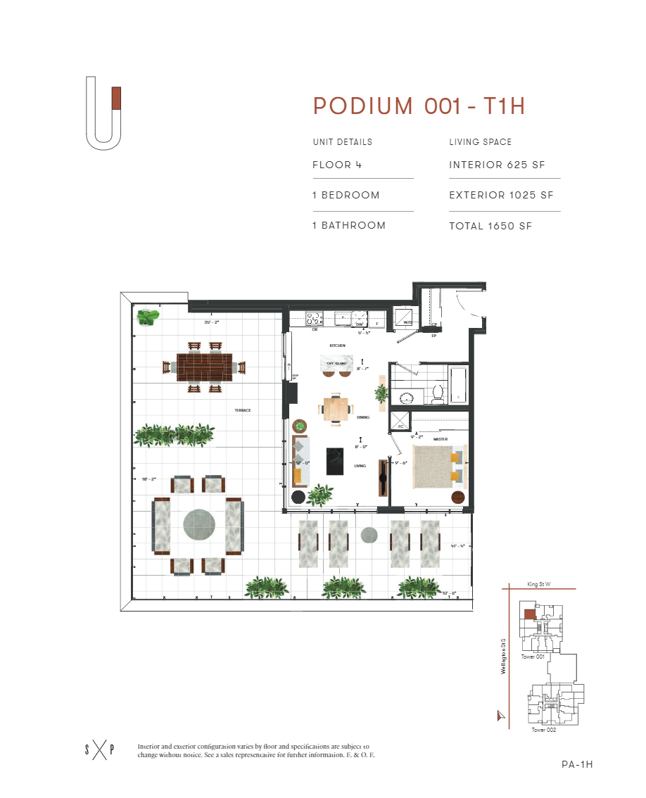 Union Towers - Phase 1 - Podium 001 - T1H Floor Plan, Kitchener ON | Livabl