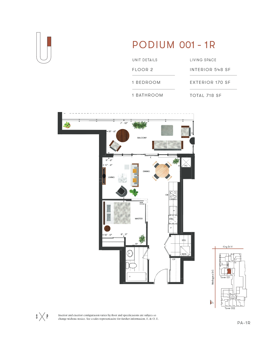 Union Towers - Phase 1 - Podium 001 - 1R Floor Plan, Kitchener ON | Livabl