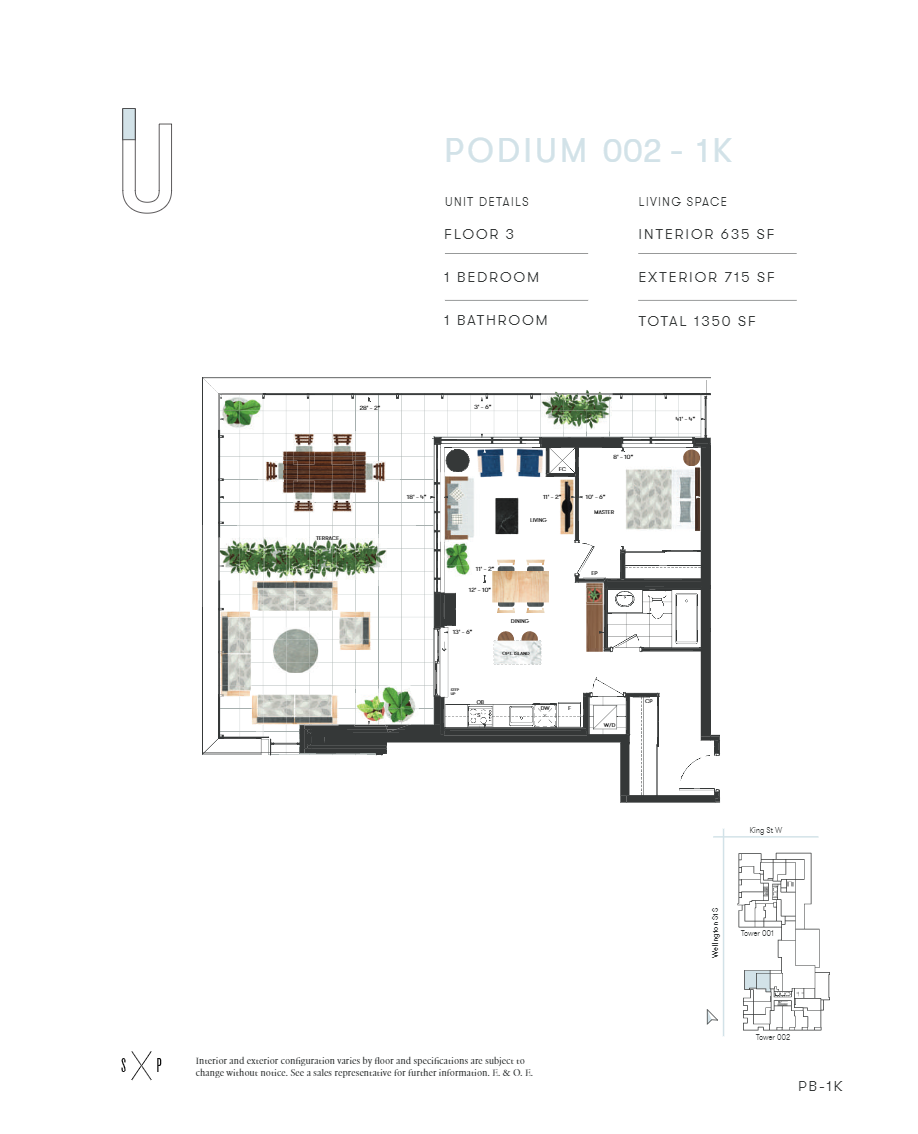 Union Towers - Phase 1 - Podium 002 - 1K Floor Plan, Kitchener ON | Livabl