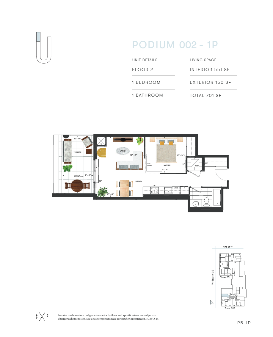 Union Towers - Phase 1 - Podium 002 - 1P Floor Plan, Kitchener ON | Livabl