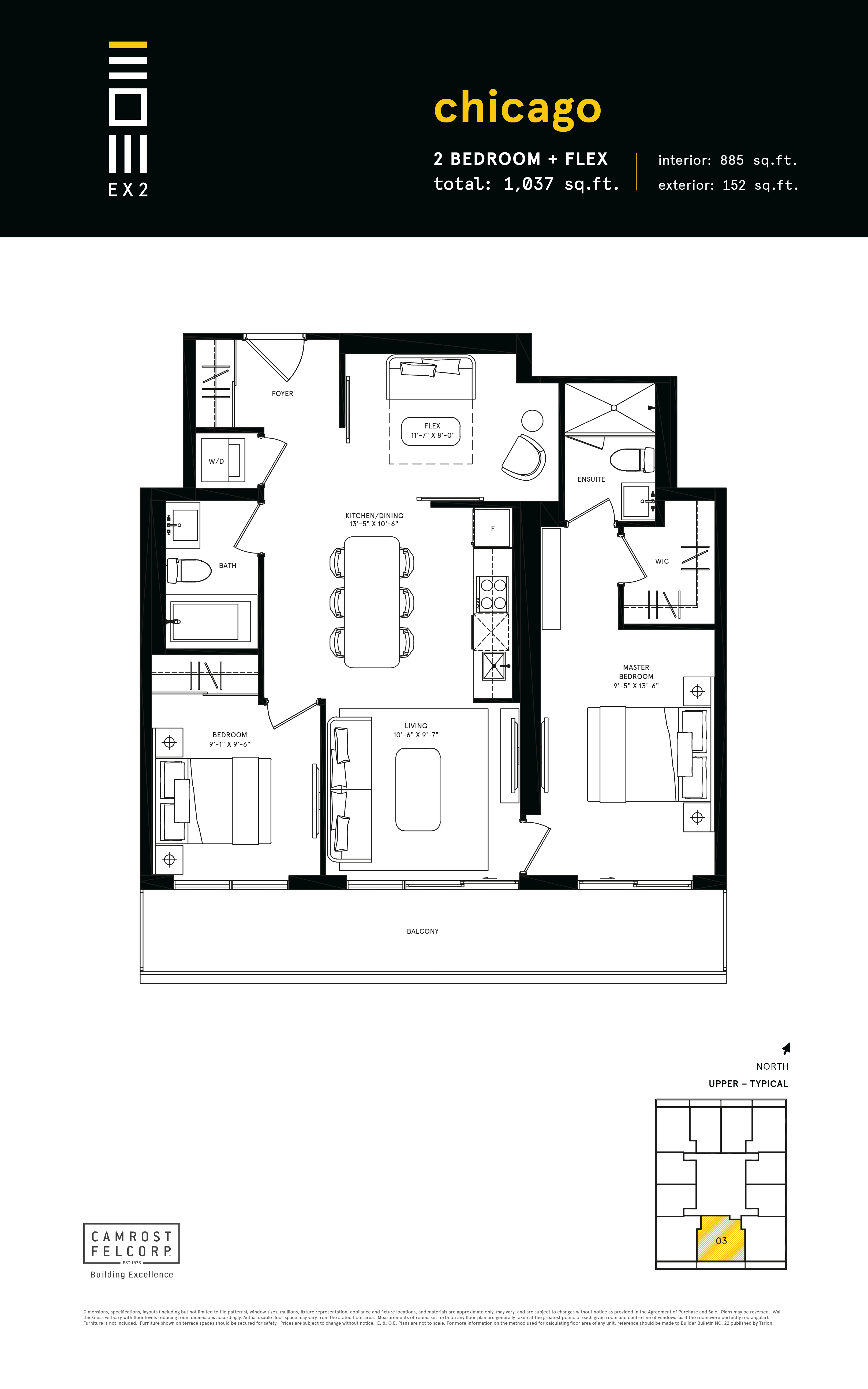 Chicago floor plan at EX2 in Mississauga, ON