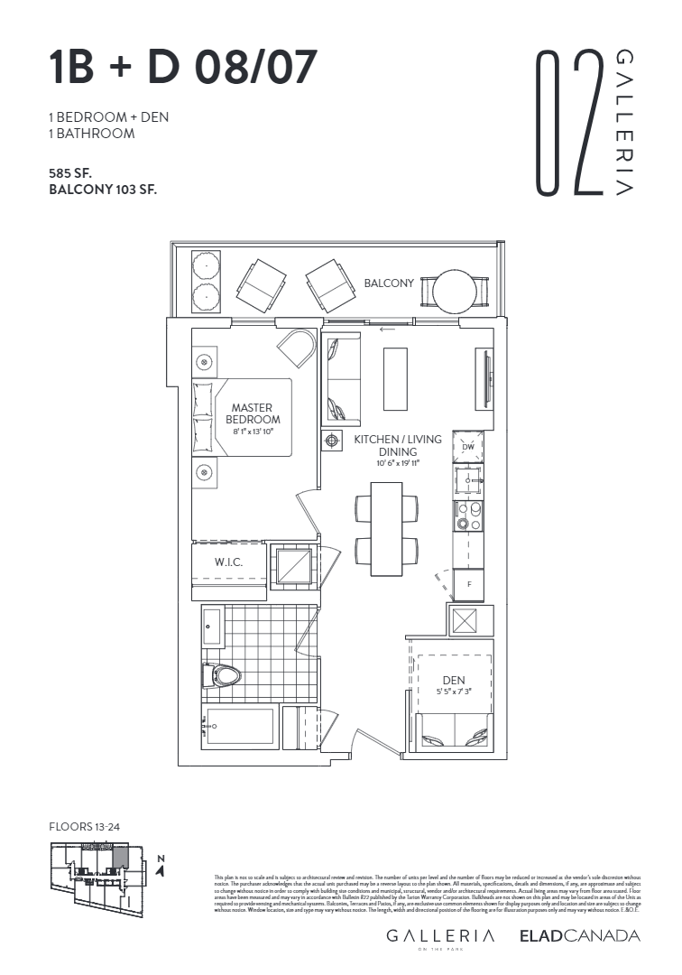 Galleria on the Park 02 - 1B+D 08/07 Floor Plan, Toronto ON | Livabl