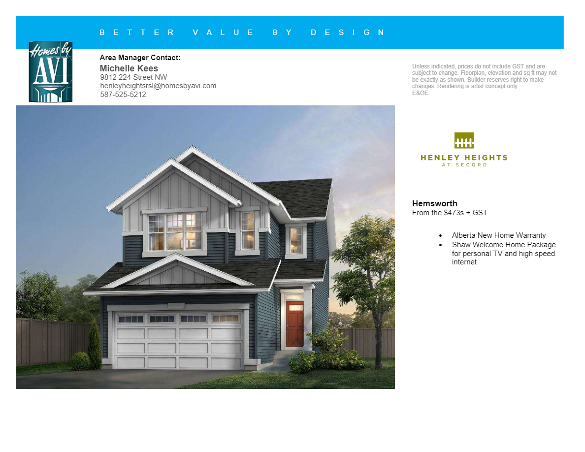 Henley Heights at Secord | Hemsworth | Floor Plans and Pricing