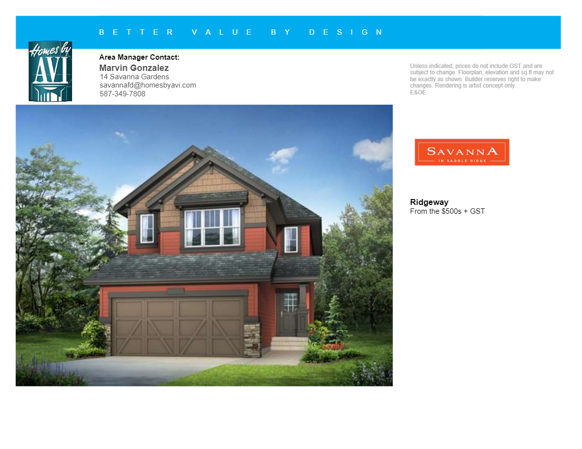 Savanna - The Ridgeway Floor Plan, Calgary AB | Livabl