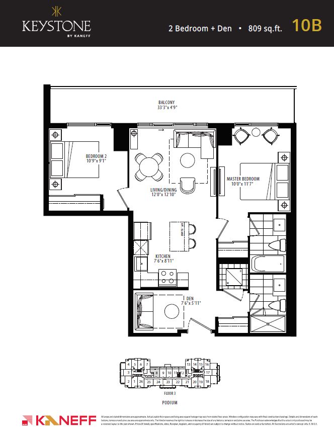 10B floor plan at Keystone in Mississauga, ON
