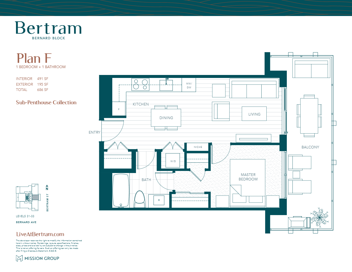 Bertram Bernard Block - F Floor Plan, Kelowna BC | Livabl