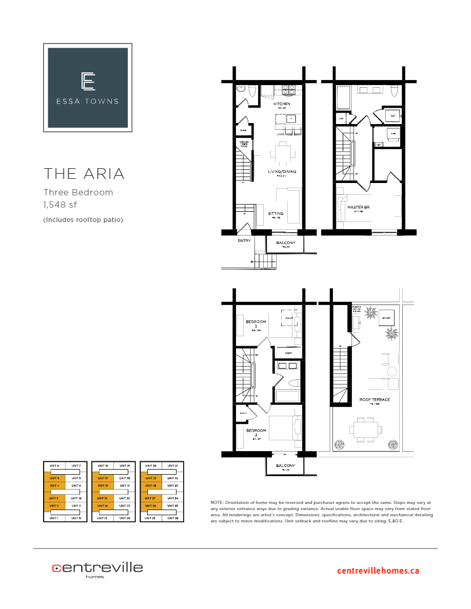 Essa Towns | The Aria | Floor Plans and Pricing