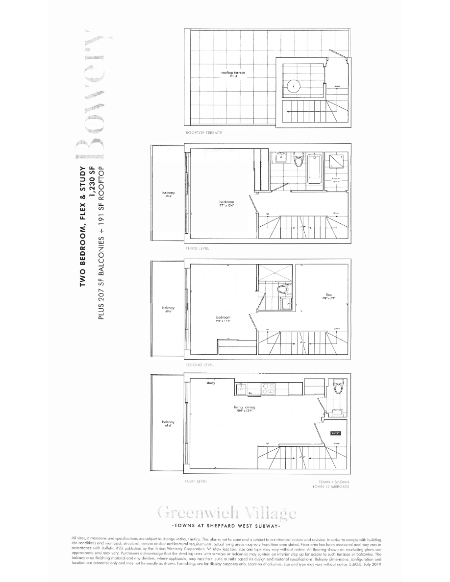 Greenwich Village Towns - Bowery Floor Plan, Toronto ON | Livabl