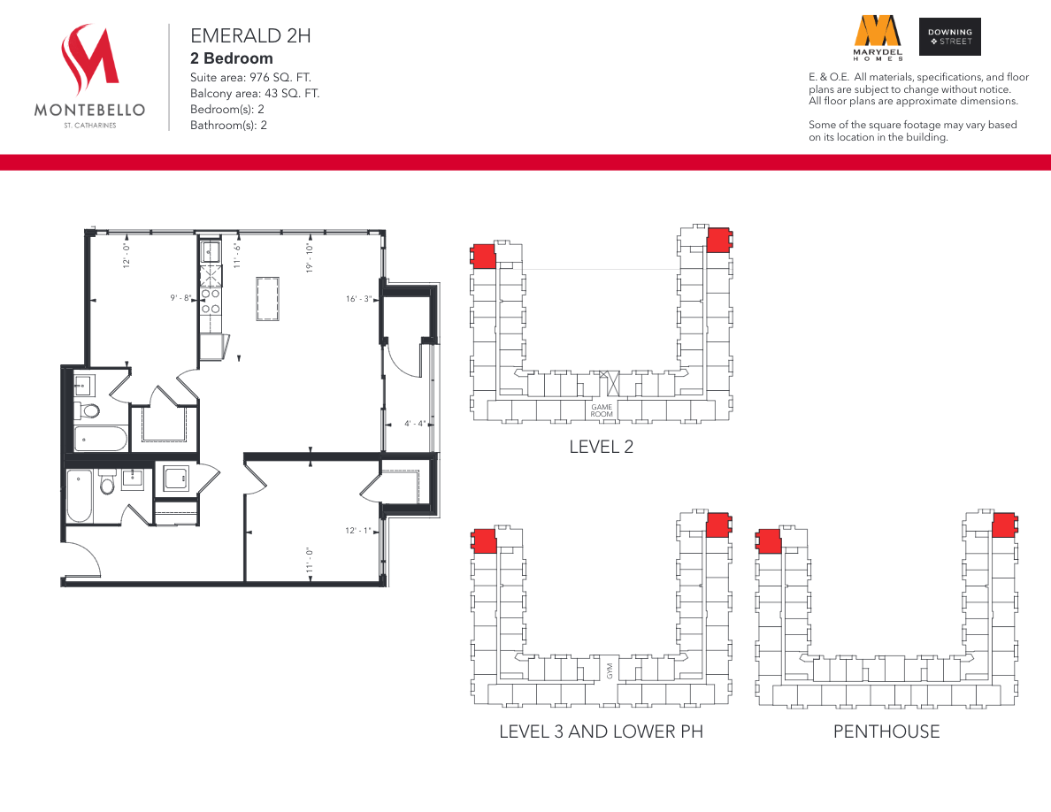 Emerald 2H floor plan at Montebello in St. Catharines, ON