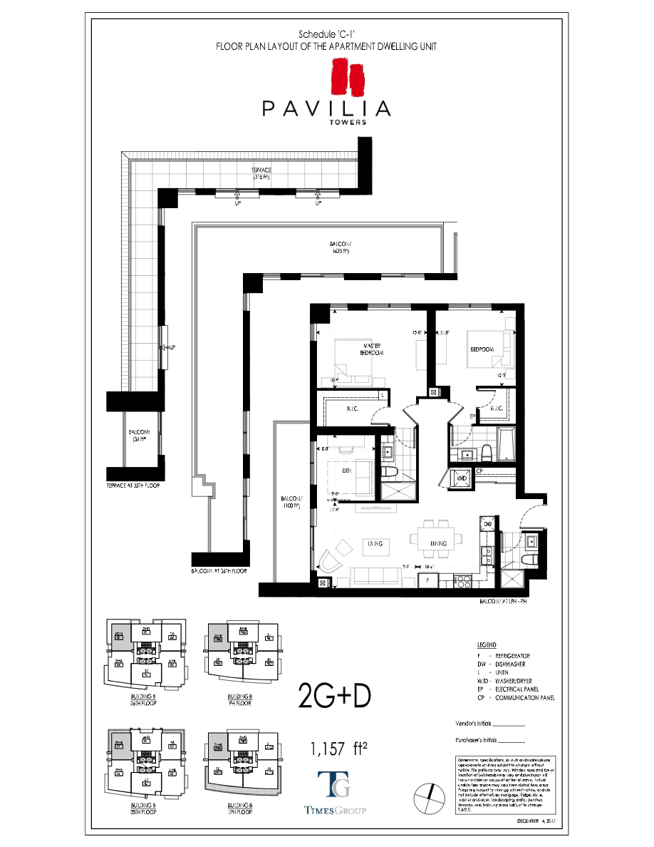 Pavilia Towers Condominiums - B/2G+D Floor Plan, Markham ON | Livabl
