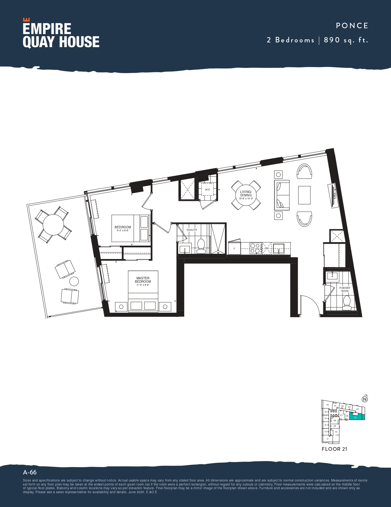 Empire Quay House - Ponce Floor Plan, Toronto ON | Livabl