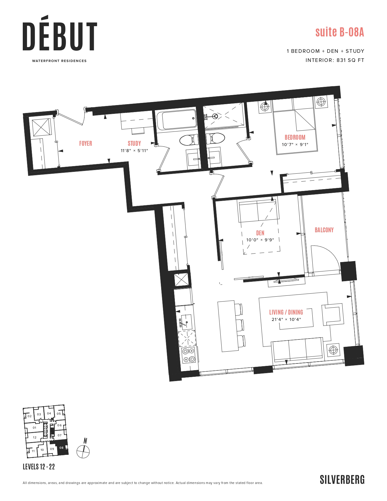 Début - Waterfront Residences - B-08A Floor Plan, Barrie ON | Livabl