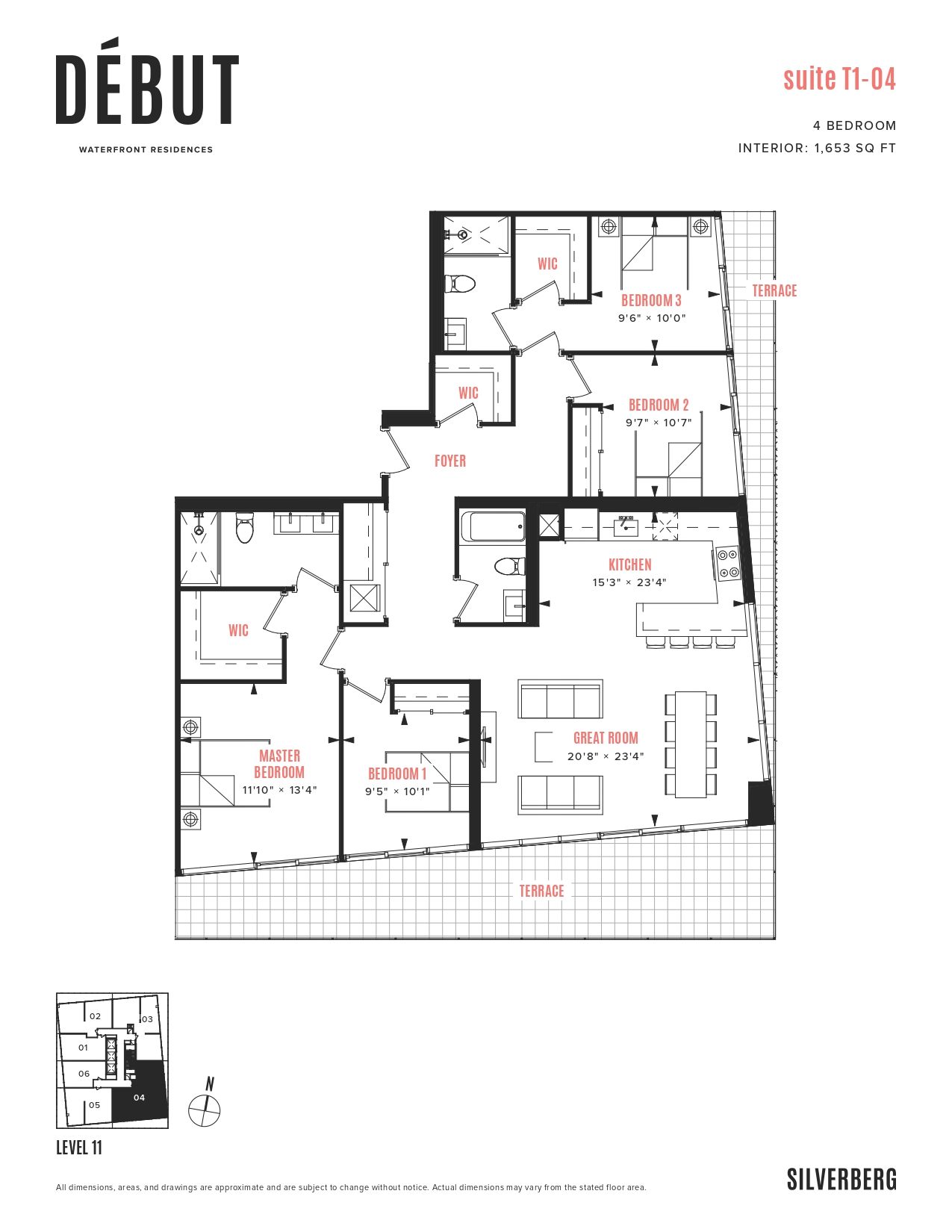 Début - Waterfront Residences - T1-04 Floor Plan, Barrie ON | Livabl