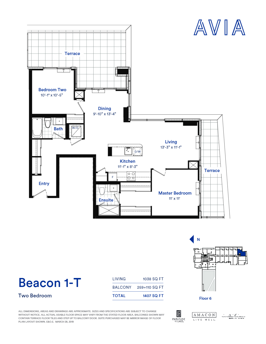 Beacon-1-T floor plan at Avia in Mississauga, ON