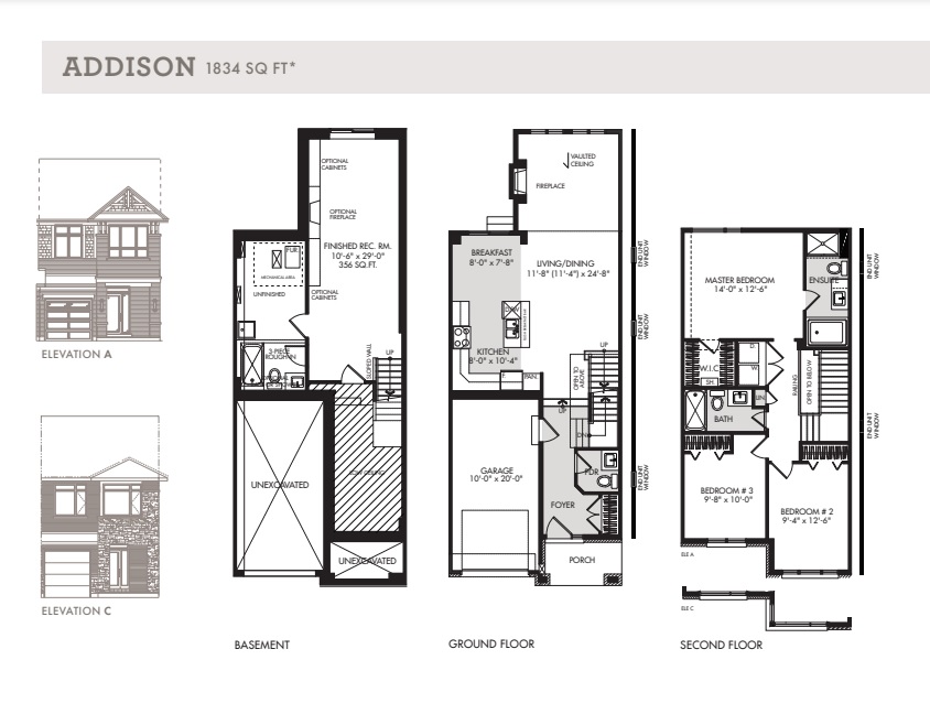 Addison floor plan at Riverside South (Richcraft) in Ottawa, ON