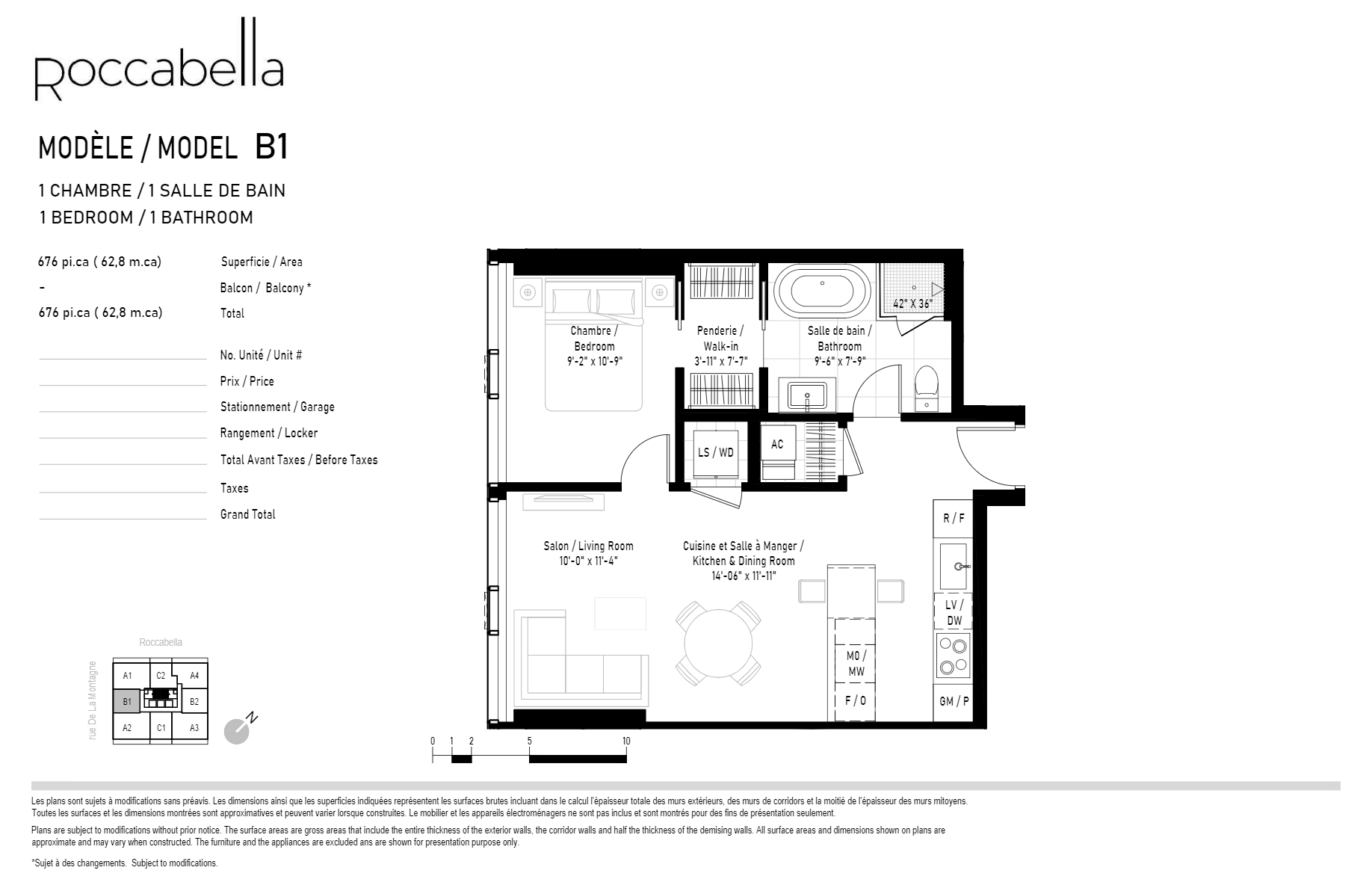 Roccabella sur la Montagne - B1 Floor Plan, Montréal QC | Livabl