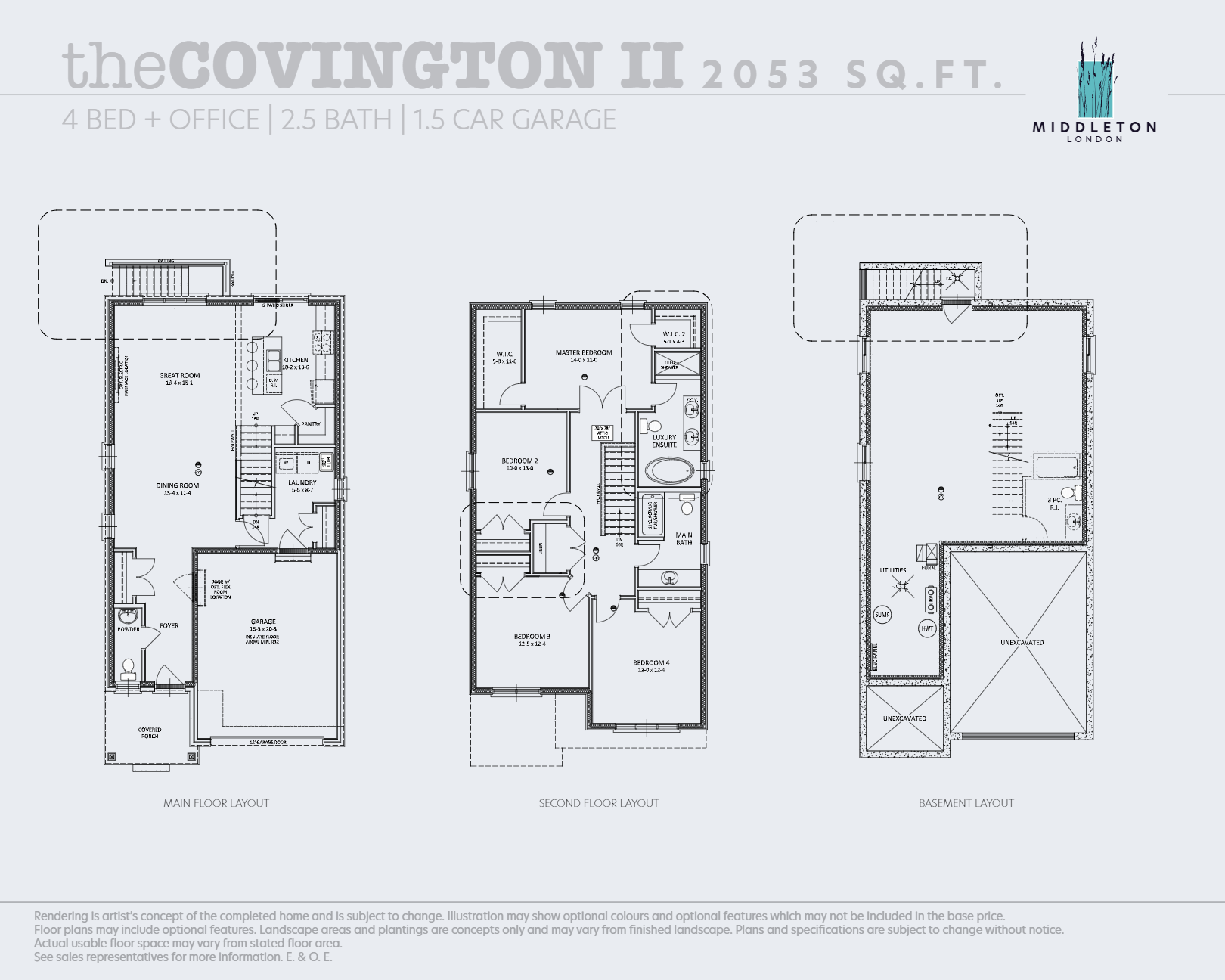 The Covington II floor plan at Middleton in London, ON