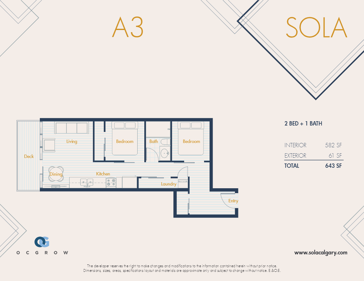 A3 floor plan at SOLA in Calgary, AB