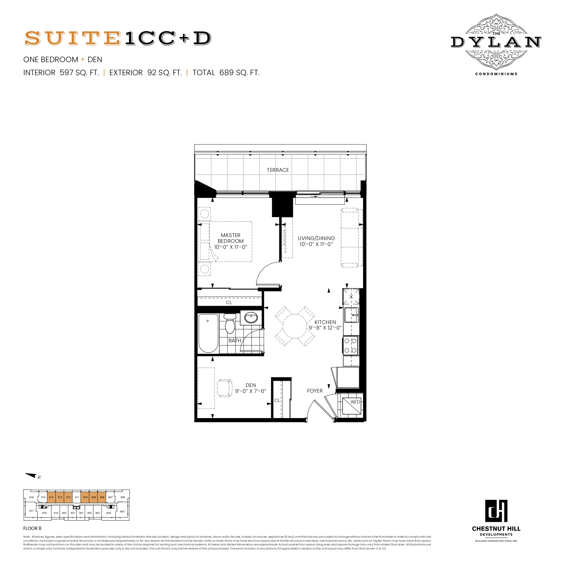 The Dylan Condominiums - 1CC+D Floor Plan, Toronto ON | Livabl