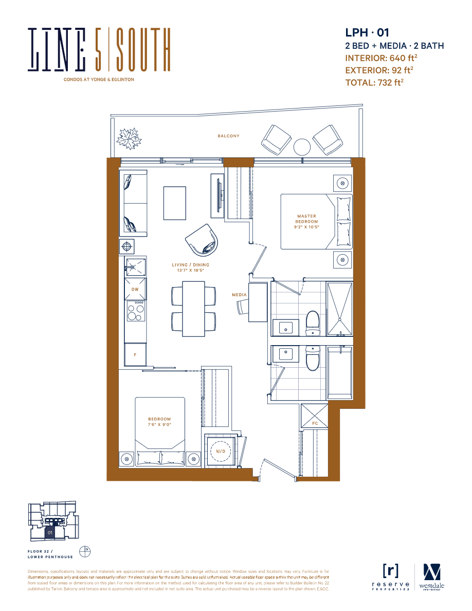 Line 5 – The South Tower - LPH-01 Floor Plan, Toronto ON | Livabl