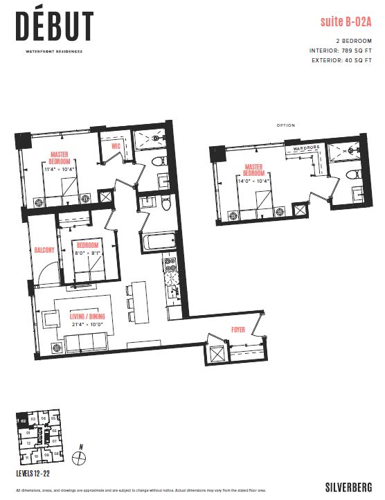 B-02A floor plan at Début - Waterfront Residences in Barrie, ON
