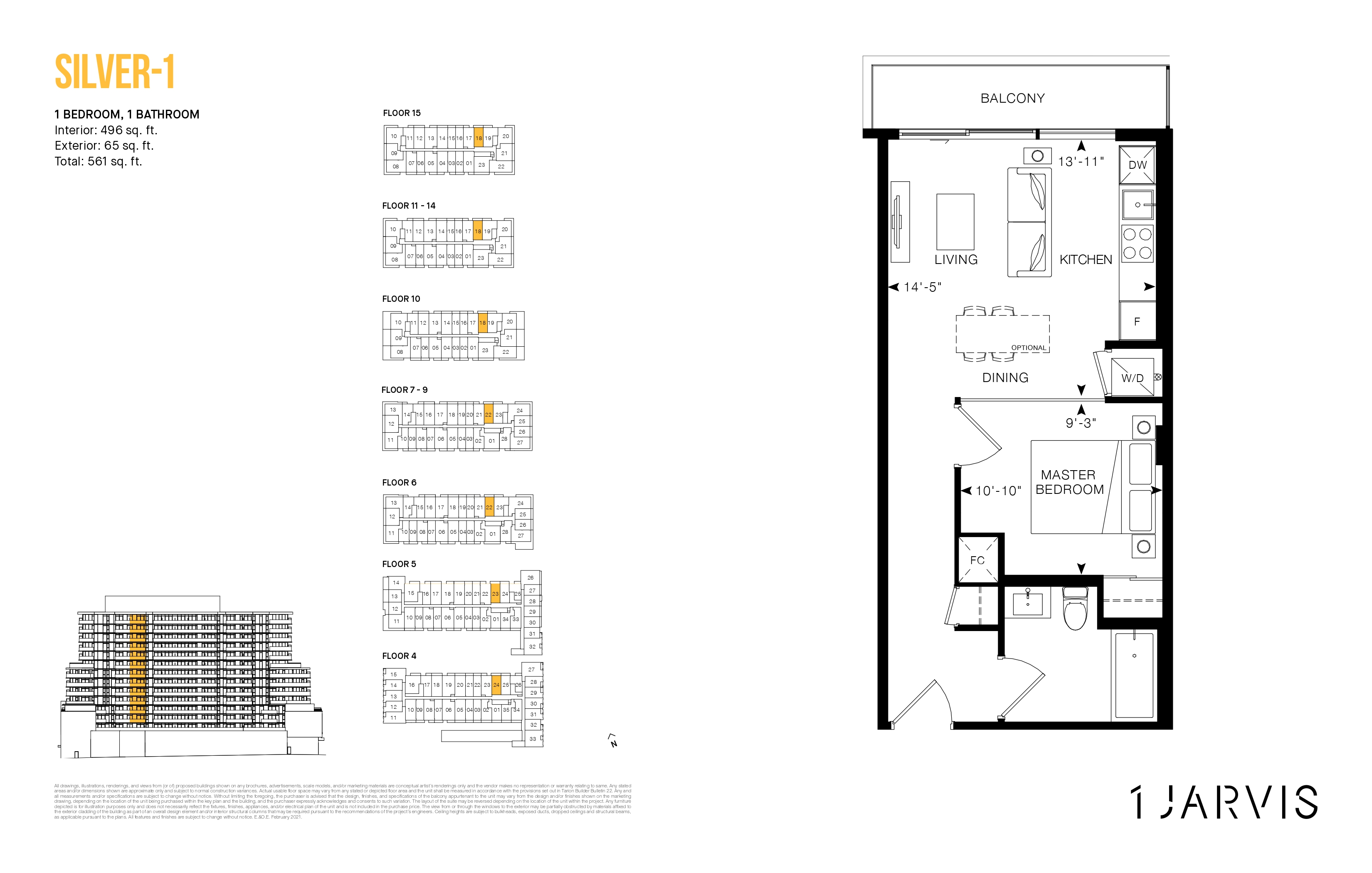 1 Jarvis - Silver-1 Floor Plan, Hamilton ON | Livabl