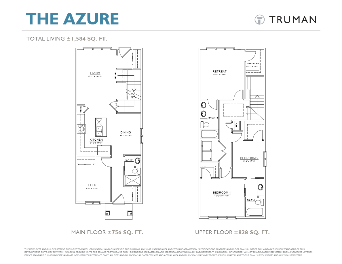 The Duplexes at Cornerstone - The Azure Floor Plan, Calgary AB | Livabl