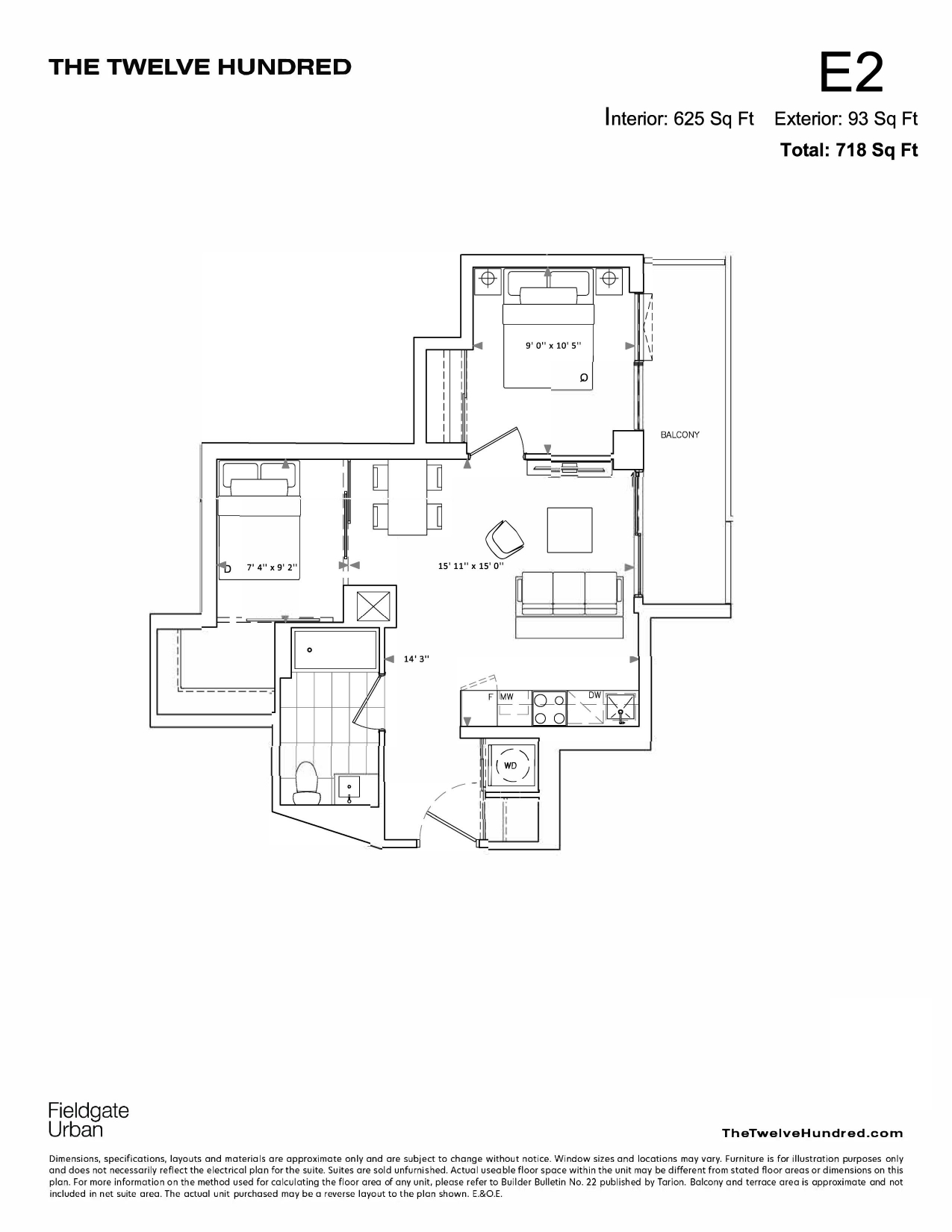 E2 floor plan at The Twelve Hundred in Toronto, ON