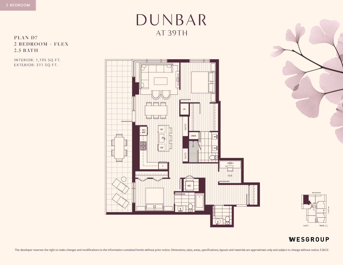 D7 floor plan at Dunbar at 39th in Vancouver, BC