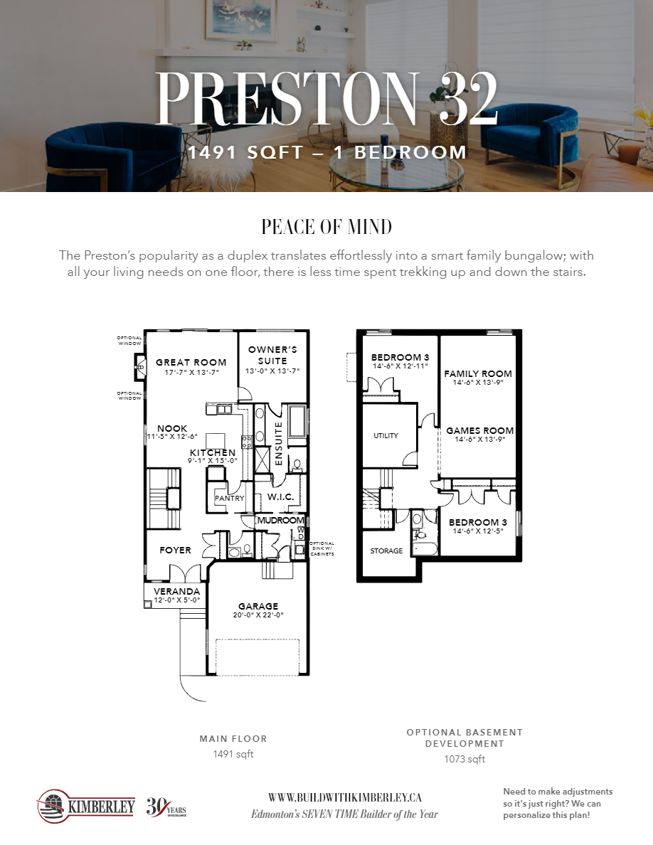 Preston floor plan at The Uplands at Riverview in Edmonton, AB