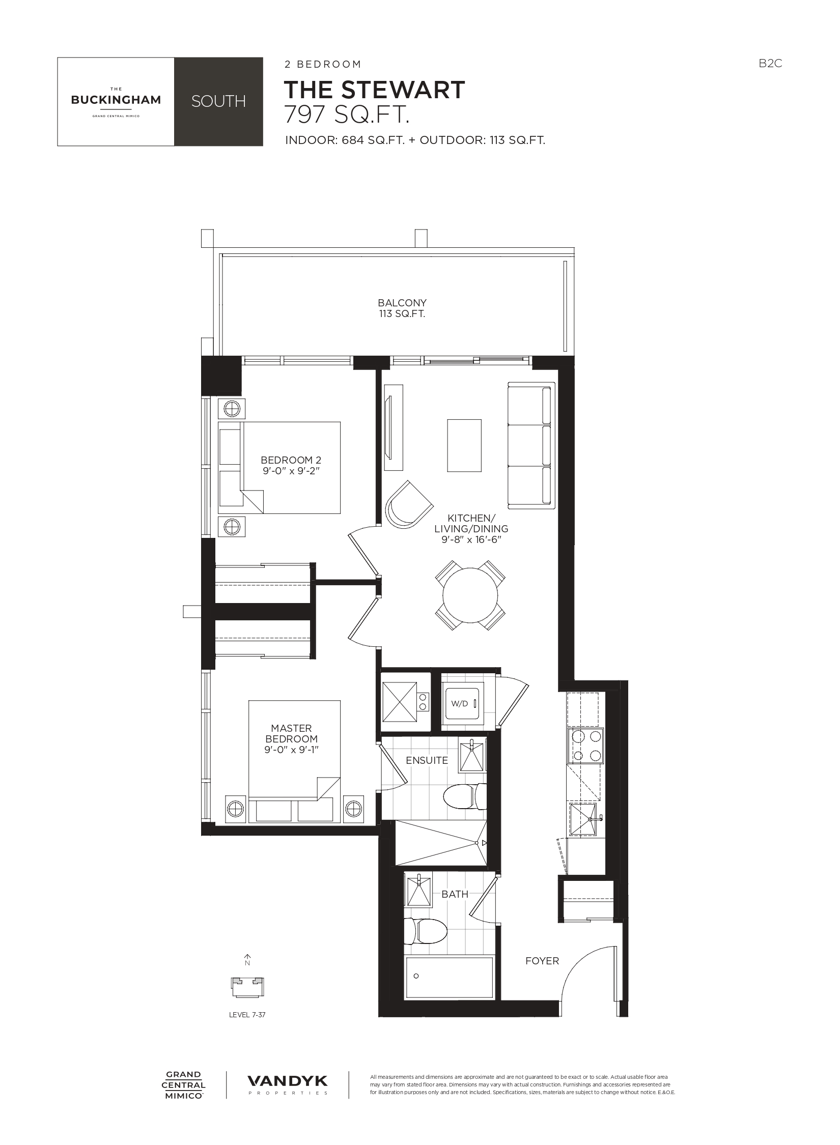 The Stewart floor plan at South Tower at the Buckingham in Toronto, ON