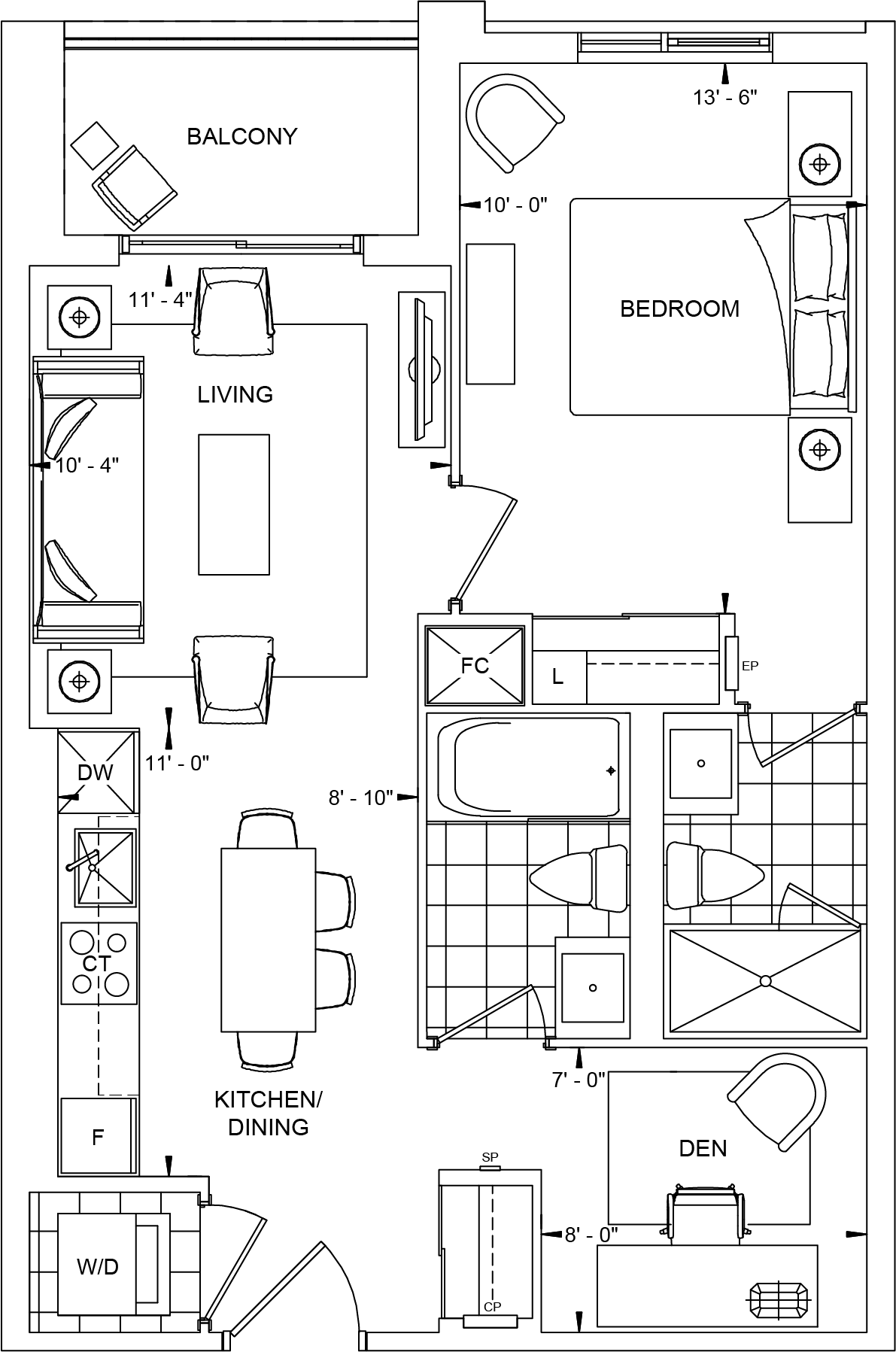 The Dupont - 1G+D Floor Plan, Toronto ON | Livabl