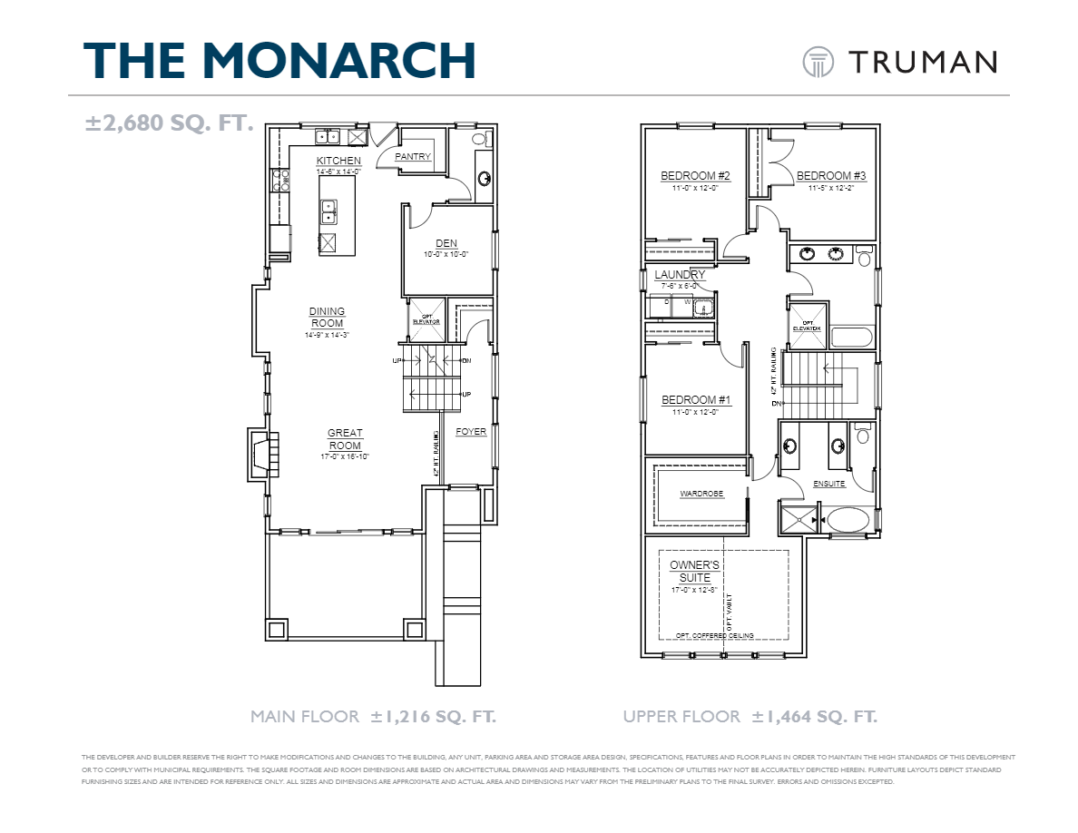 Monarch floor plan at Timberline Estates in Calgary, AB