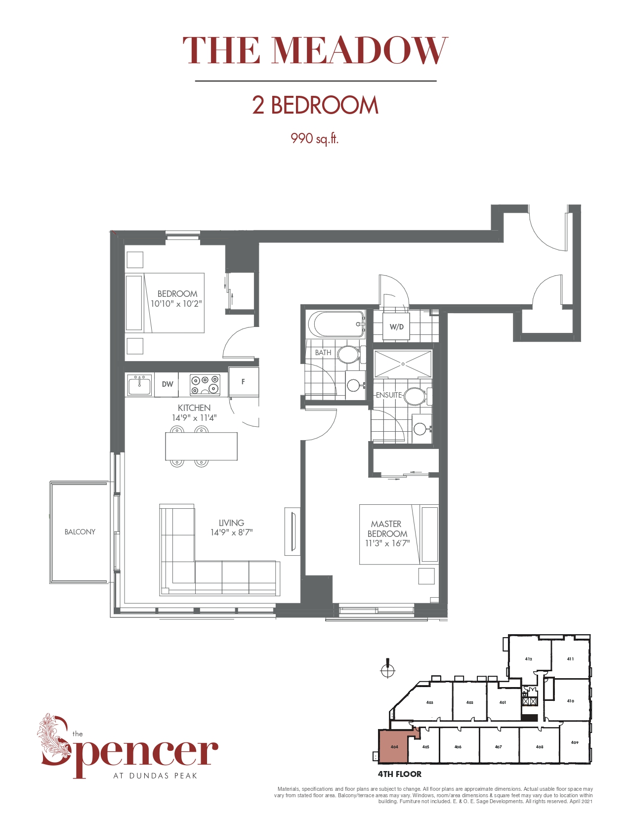The Meadow floor plan at 24 Brock Street North Condos in Hamilton, ON