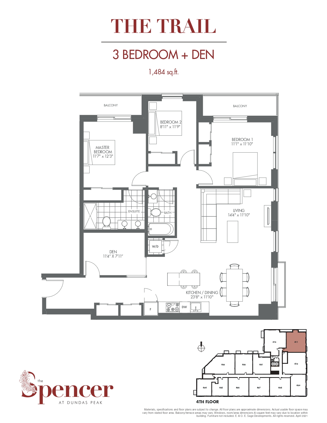 The Spencer At Dundas Peak - The Trail Floor Plan, Hamilton ON | Livabl